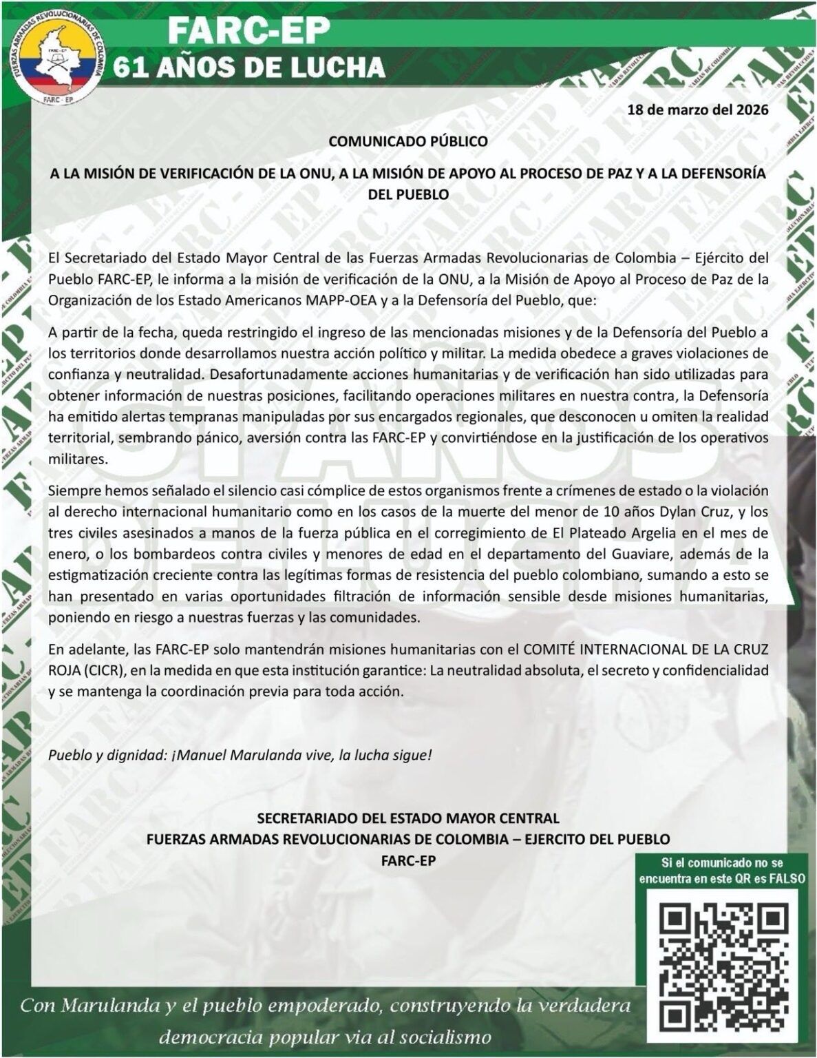Iván Mordisco endurece control territorial del EMC